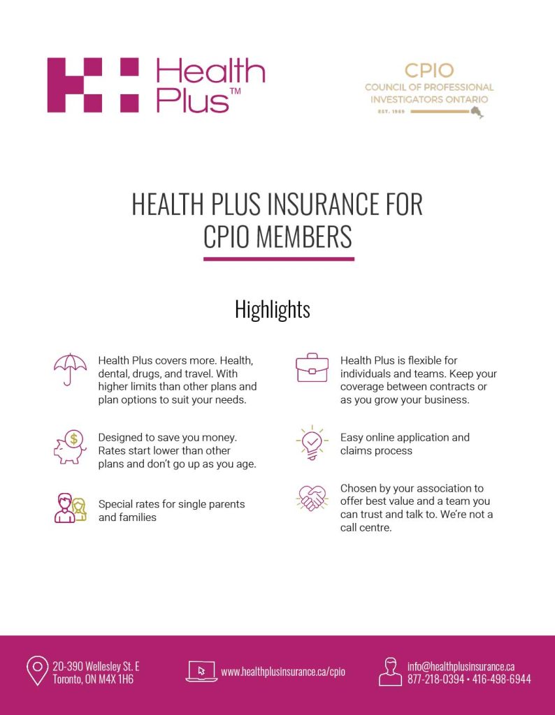 Health Plus for Council of Professional Investigators Ontario Members ...